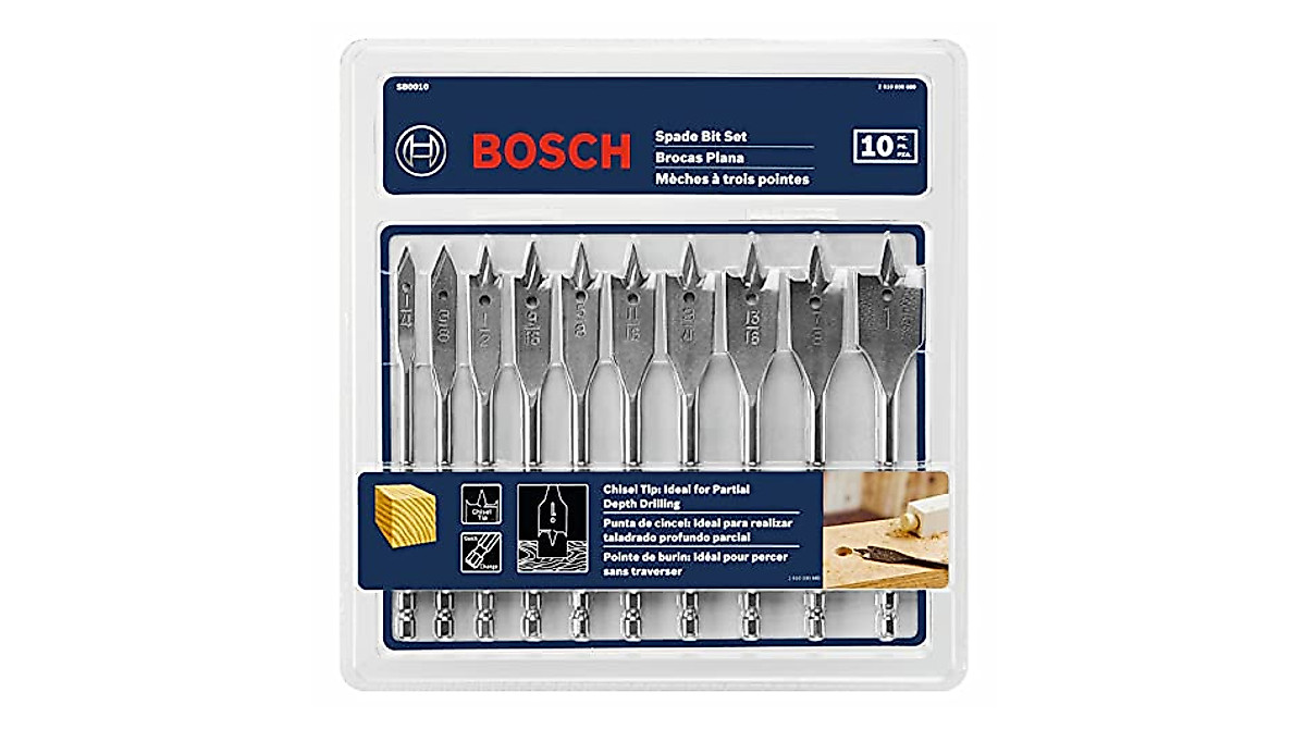 Bosch SB0010 10-Piece Chisel-Point Spade Bit Set for Fast Drilling