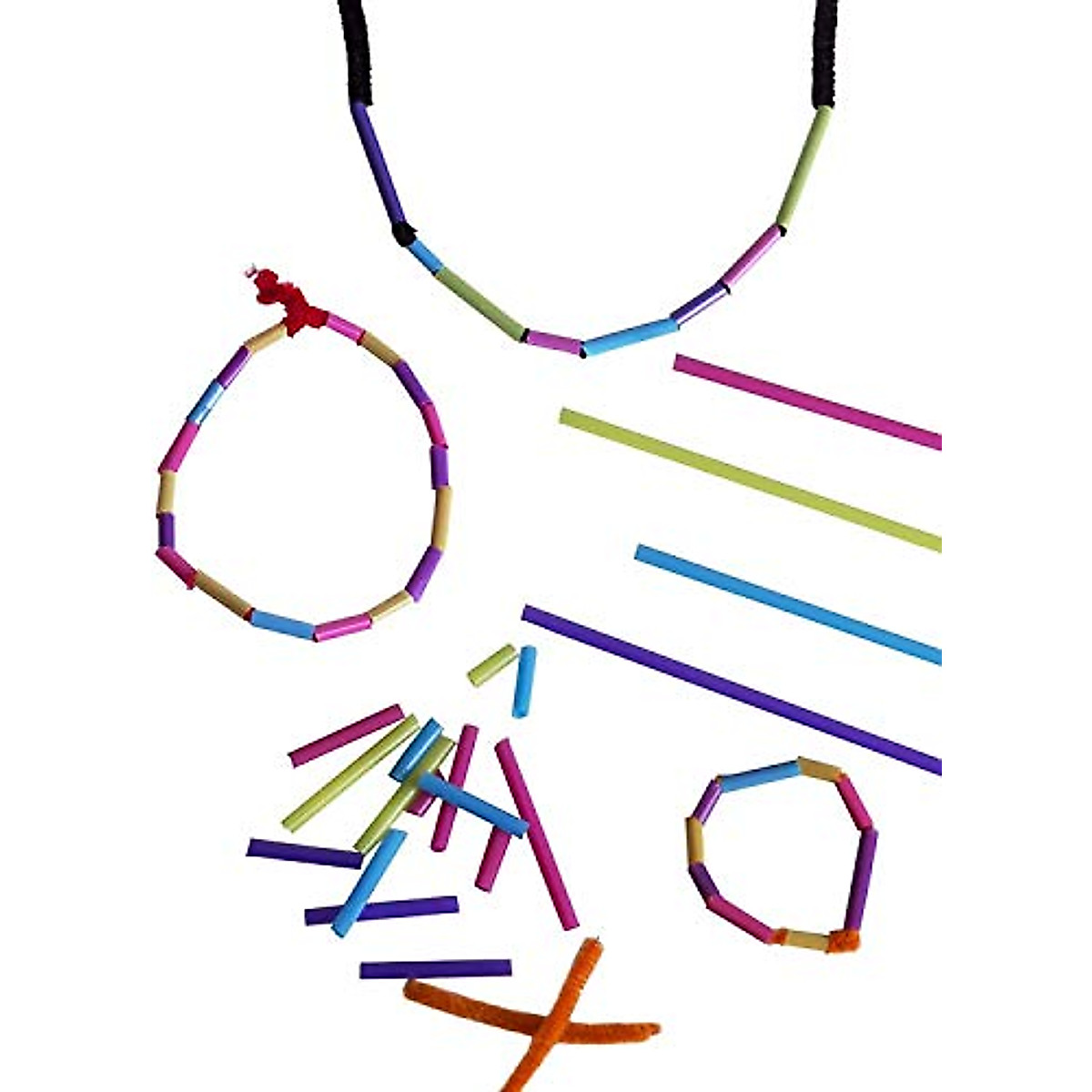 Multi-Colored Flexible Disposable Drinking Straws Bendable Extra Long Bendy Party Plastic Straws, 100 Count