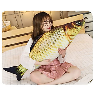 OUKEYI 31inch Giant 3D Soft Fish Cushion Pillow Carp Plush Pillow Stuffed Toy Throw Pillow for Home Decoration Gift Kids Pillow Stuffed Animal Toy