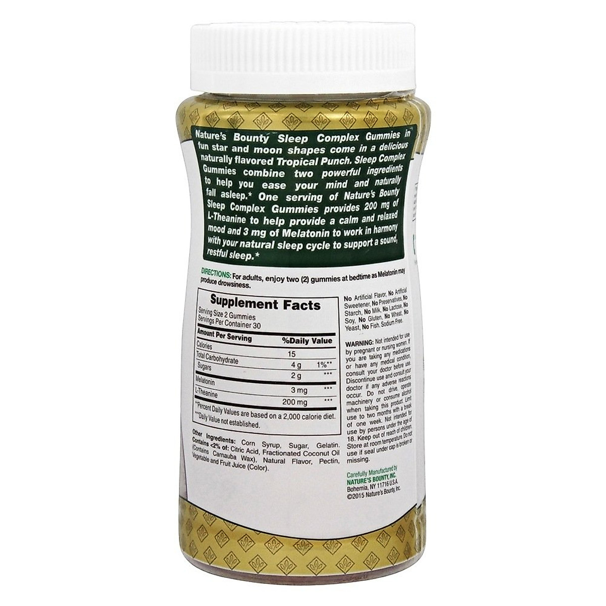 Nature's Bounty Sleep Complex Gummies 60ct, 3 millgrams Melatonin, 200 milligrams L-Theanine Gummies (2 Pack)