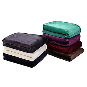 HYSEAS Flannel Fleece Throw Blanket Purple - Super Soft Plush Microfiber Solid Blanket for Couch, Bed, Chair, Sofa - Fuzzy Cozy Lightweight - 50x60 Inch