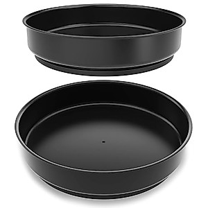 RHBLME 2 Pack Lazy Susan Turntable Organizer, 10 Inch Black Non Skid Spinning Spice Rack, Stainless Steel Lazy Susan Organizer for Cabinet, Countertop, Refrigerator, Pantry
