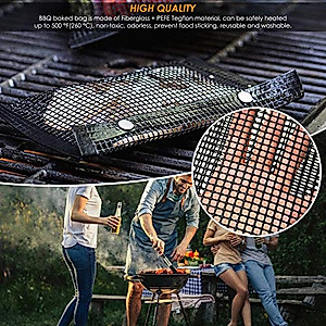 Eurobuy BBQ Mesh Grill Bags,Non-Stick High Temperature Resistance Reusable Grilling Pouches Outdoor Picnic Tool Easy to Clean