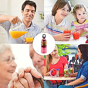 Portable Blender, Personal Blender for Shakes and Smoothies, Rechargeable USB High Speed 4-Blades Fresh Fruit Mixer Mini Juicer Cup,Handheld Blender for Sports Travel and Outdoors Pink