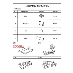 Goohome Modern Fabric, Medieval Furniture, Living Room Button Tufted, Pull Point Design for Bedroom, Office, Adjustable loveseat Sofa with Pillows, Brown