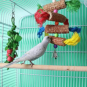 通用 3 Pieces Bird Parrot Toys, Bird Toys Parrot chew Toys, Climbing Toys, Bird Toys for Small Parrots, Cockatoos, Finches, Budgies, Lovebirds.
