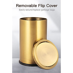 JINYCOME 2.6 Gallon Gold Bathroom Trash can with lid,Small Office Garbage can Wastebasket bin for Bedroom,Living Room,Kitchen (Gold)