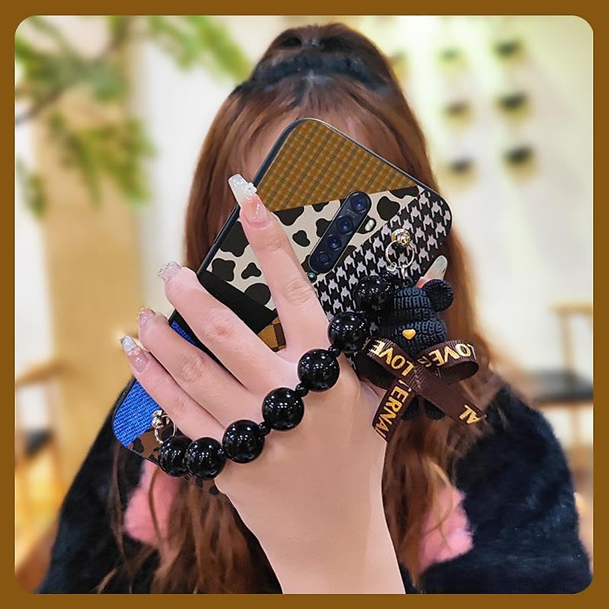 Lulumi-Phone Case for Oppo Reno2, Back Cover Cartoon Black Pearl Pendant Waterproof Simplicity Soft case Skin-Friendly Feel Dirt-Resistant Phone case Cute Protective case Silicone