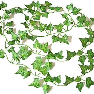 12 Pack Artificial Ivy Fake Vines for Bedroom Aesthetic, 84 Feet, Greenery Leaves UV Resistant, Hanging Plant Decoration for Wedding, Party, Garden, Office, Wall. Vine Garland