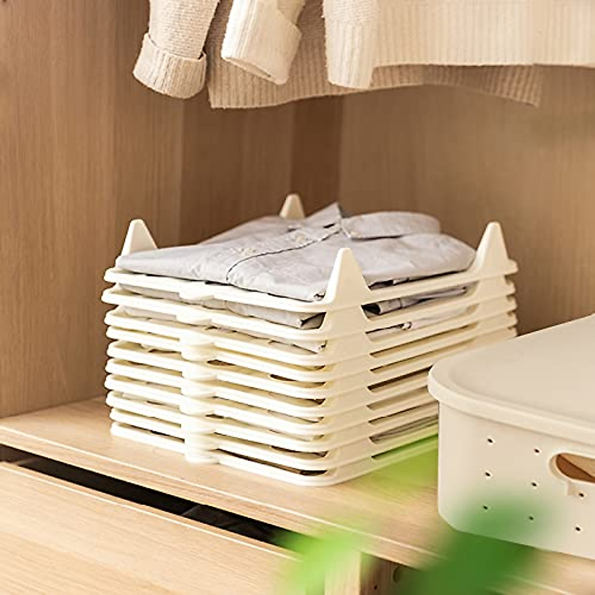 N-D Folding Board Stackable Save Space Tee Shirt Organizer Receipt Board Documents Dividers (10-Pack, Large Size, White)