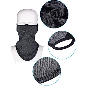 4 Pieces Neck Gaiter Bandana Face Mask with Ear Loops Face Covers Neck Scarf Mask Dust UV Sun Protection for Men Women(Black, Grey and Black)
