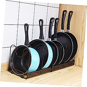 GANAZONO 1pc Desk Top Organizer Dish Storage Rack Cutting Board Holder Stand Expandable Pot Organizer Metal Dish Drying Stand Pan Lid Organizer Expandable Pan Organizer Pot Storage Flat