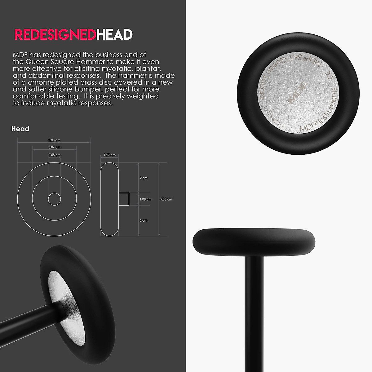 MDF Instruments Queen Square Neurological Reflex Hammer with Pointed tip for Superficial responses with MDF LUMiNiX Illuminator Medical Professional Diagnostic Penlight