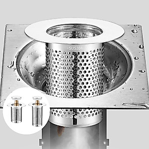 Stainless Steel Floor Drain Filter,Bathtub Sink Strainer,Pop-up Sink Filter,Copper Core Drain Filter with Removable Stainless Steel Filter Screen for Bathroom Kitchen (Long-2PCS)