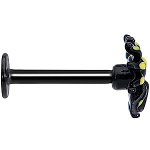 Body Candy Womens 16G Black Electroplated Steel Black Yellow Spider Labret Monroe Lip Ring Tragus 5/16”