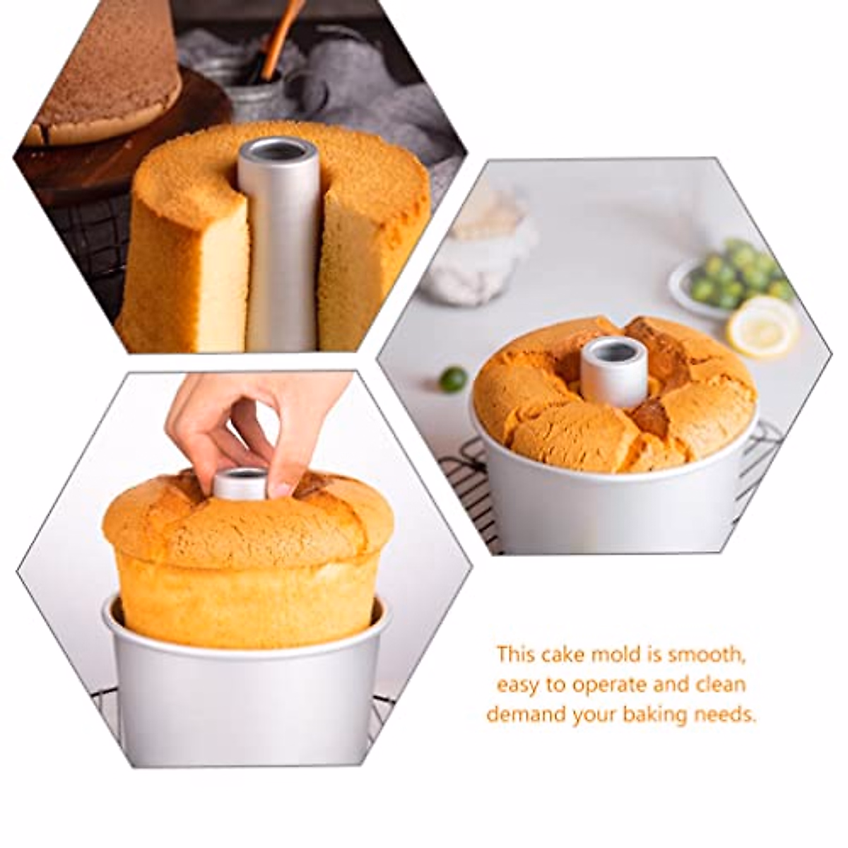 FLAVAS Mini Angel Food Pan Cake Pan 4inch NonStick Chiffon Tube Pan with Removable Bottom for Oven and Baking