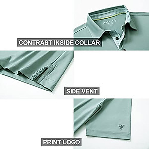 M MAELREG Polo Shirts for Men Short Sleeve Performance Moisture Wicking Quick Dry Casual Collared Men’s Polo Shirts Beryl Green