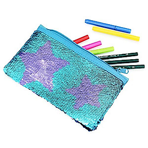 Cute Pencil Case for Girls Kids Mermaid Sequin Pencil Pouch Pen Holder Cosmetic Makeup Organizer Bag Purse for Women