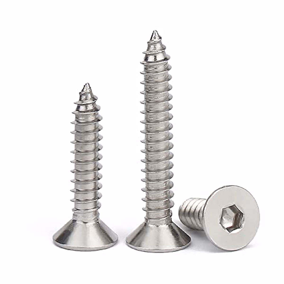 DubMag Tapping Screws,Screw Bolt,304 Stainless Steel Countersunk Head Hexagon Socket Self Tapping Screws, Flat Head Screws, Self Tapping Wood Screws, M2M3M4M5M6,M4*8(50pcs (Color : M5*12(50pcs)