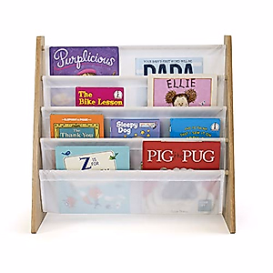 Humble Crew Toy Organizer with 20 Storage Bins, Natural/White & Natural/White Kids Book Rack Storage Bookshelf with Deep Sleeves, Universal