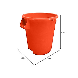 SPARTA Bronco Waste Container Trash Container, Round Trash Bin for Disposal, 10 Gallons, Orange