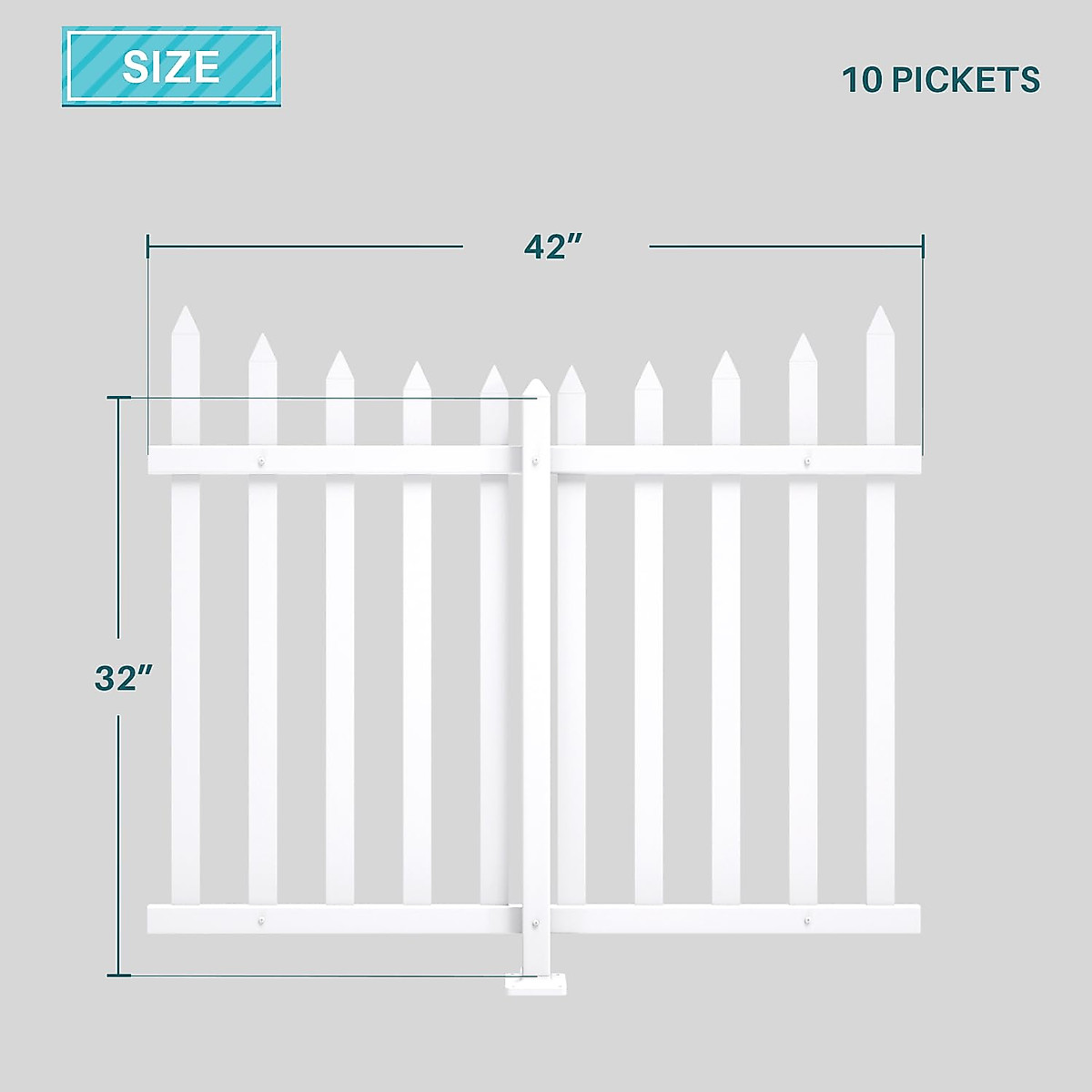 Coarbor 1 Set 84"x36" Vinyl Picket Fence Panel White PVC Garden Decorative Fence for Yard Border Outdoor Patio Pet Barrier Temporary Small Dog Fence(20 Pickets, Scallop)