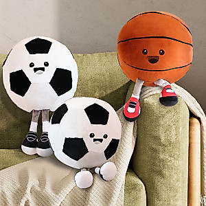 Basketball Pillow,Sports Pillow Fluffy Basketball Plush Cute Shaped Basketball Decor Pillow Sport Theme Sports Throw Pillow for Bedroom Decoration (11 Inch)