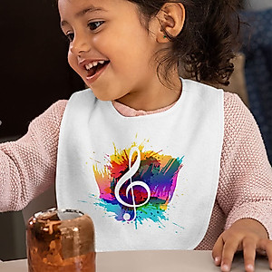 Treble Clef Design Baby Bibs - Music Key Baby Feeding Bibs - Colorful Bibs for Eating