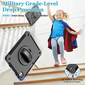 Case for iPad Pro 13 Inch 7th Generation 2024: Military Grade Cover for iPad Pro 13" (M4) W/Screen Protector - Stand - Handle - Shoulder Strap - Pencil Holder- Red