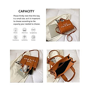 NEGBIU Tote Bags for Women, Leather Mini Tote Bag with Zipper, Shoulder/Crossbody/Handbag（10.2 * 7.8 * 3.5in (Rose Red)