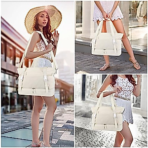 ETRONIK Gym Bag for Women, Yoga Mat Bag with Water Bottle Bag, 40L Weekender Overnight Bag with Shoe Compartment & Wet Pocket, Travel Duffle Bag Women for Yoga, Work, Hospital, Pilates and Gym, Beige