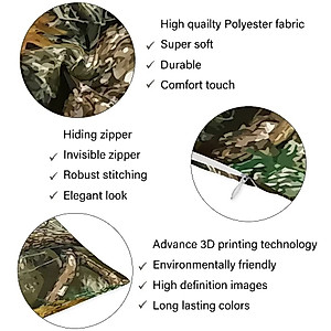 Autumn Forest Body Pillow Cover Hunting Tree Branches and Brown Leaves Camouflage Camo Pattern Long Pillow Case Protector with Zipper Decorative Large Pillowcases for Couch,Bedroom,Home Gifts 20"x54"