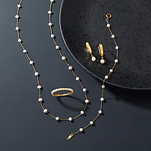 RS Pure by Ross-Simons 4-4.5mm Cultured Pearl Huggie Hoop Earrings in 14kt Yellow Gold