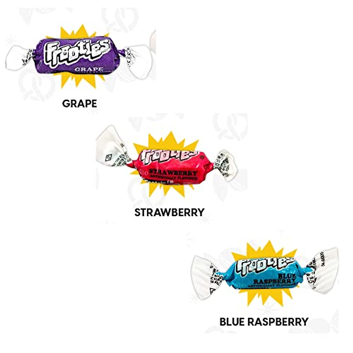 Tootsie Roll Frooties 3 Flavor Mix-Grape-Strawberry-Blue Raspberry-1.75 LB Assortment of Chewy Taffy-Individually Wrapped - Bulk Variety Pack Enclosed in a Secured Heat Sealed Bag by Snack Hotline
