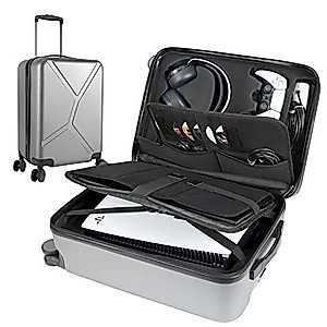 SARLAR Carrying Case Compatible with Playstation 5 Standard and Digital Editions, PS5 Hard Suitcase Travel and Storage for Console/Controllers/Monitor/Games/Headset/Charging Station/Base/Cables and All Accessories