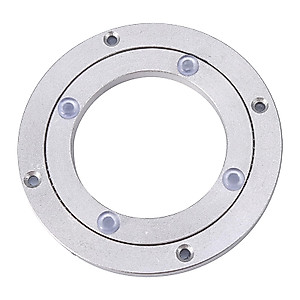 Silver Table Bearing, Heavy Duty Aluminium Alloy Hardware Rotating Turntable Bearing Swivel Plate for Dining-Table (4Inch)