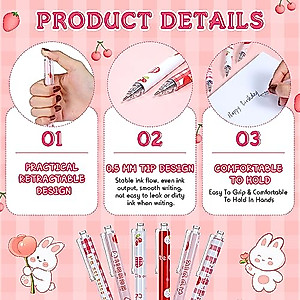 497 Pcs Kawaii School Supplies Cute Pens Retractable Black Ink Kawaii Bunny Index Sticker Cute Pink Sticky Notes Strawberry Stickers Cute School Stationery Set Supplies for Girls Kids