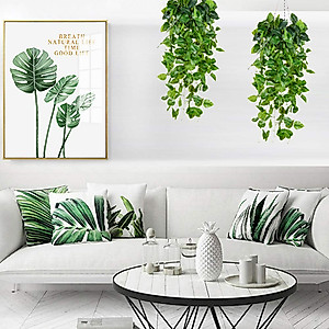 Whonline 4pcs 3.6FT Artificial Hanging Plants, Faux Pothos with 162 Leaves Each, Artificial Ivy Vine for Bedroom Wall Porch Garden Home Decor (No Basket)