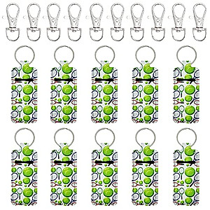 allydrew 10 Pack Chapstick Holder Keychain, Keyring for Lip Balm Lip Gloss Lipstick with 10 Pieces Metal Keyring Clasps, Tennis