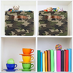 Forest Camouflage Pattern Storage Basket Set of 1 Organizer Storage Bin Foldable Storage Box with Handles for Home Nursery Clothes
