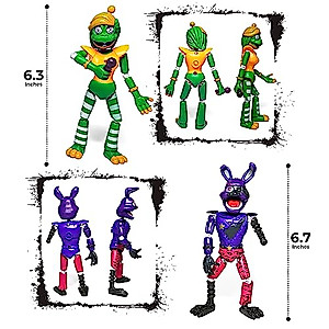 Toysvill 8 pcs Inspired by Game Five Night at Freddys Toys | Ultimate Custom Night | FNAF Action Figure [Withered Bonnie, Orville, Mangle, Gator, Happy Frog, Roxanne Wolf, Chica, and Music Man]