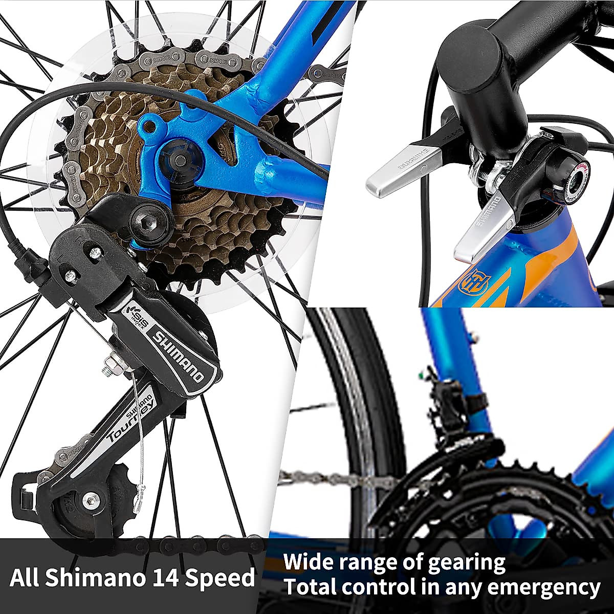 HH Hiland Road Commuter Bike, 700C Wheels City Bike, 14 speeds Racing Bike for Men Women, Urban Adult Bicycle