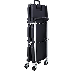 Yone jx je 3 Layers Folding Collapsible Service Cart Pack, Folding Collapsible Service Cart, 50 Lb, Load Capacity Per Shelf, Black