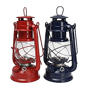 GAOZ Outdoor Lights Portable Retro Style Outdoor Camping Kerosene Lamp Oil Light Lantern Style Decor Multifunction Iron 4 Colors Camping Lamp for Home,Garden,Yard,Decorations (Emitting Color : Black)