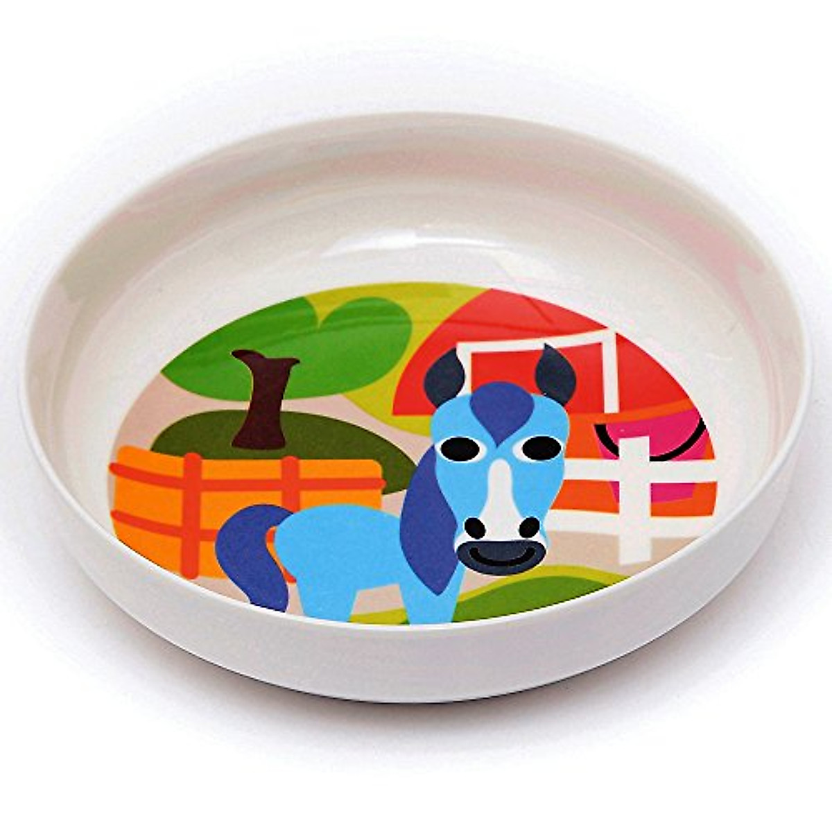 French Bull 4pc Toddler Kids Feeding Melamine Tableware Flatware BPA Free Dishwasher Safe, Durable Plate, Cup, bowl, Divided Tray Dinnerware Set, Farm, 4pc bowl set (74292)