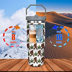 ysnifeiw 30oz Bigfoot Tumbler with Top Handle and Flip Straw Bigfoot/Sasquatch Gifts Cup for Dad Father's Day Birthday Christmas Gifts for Men