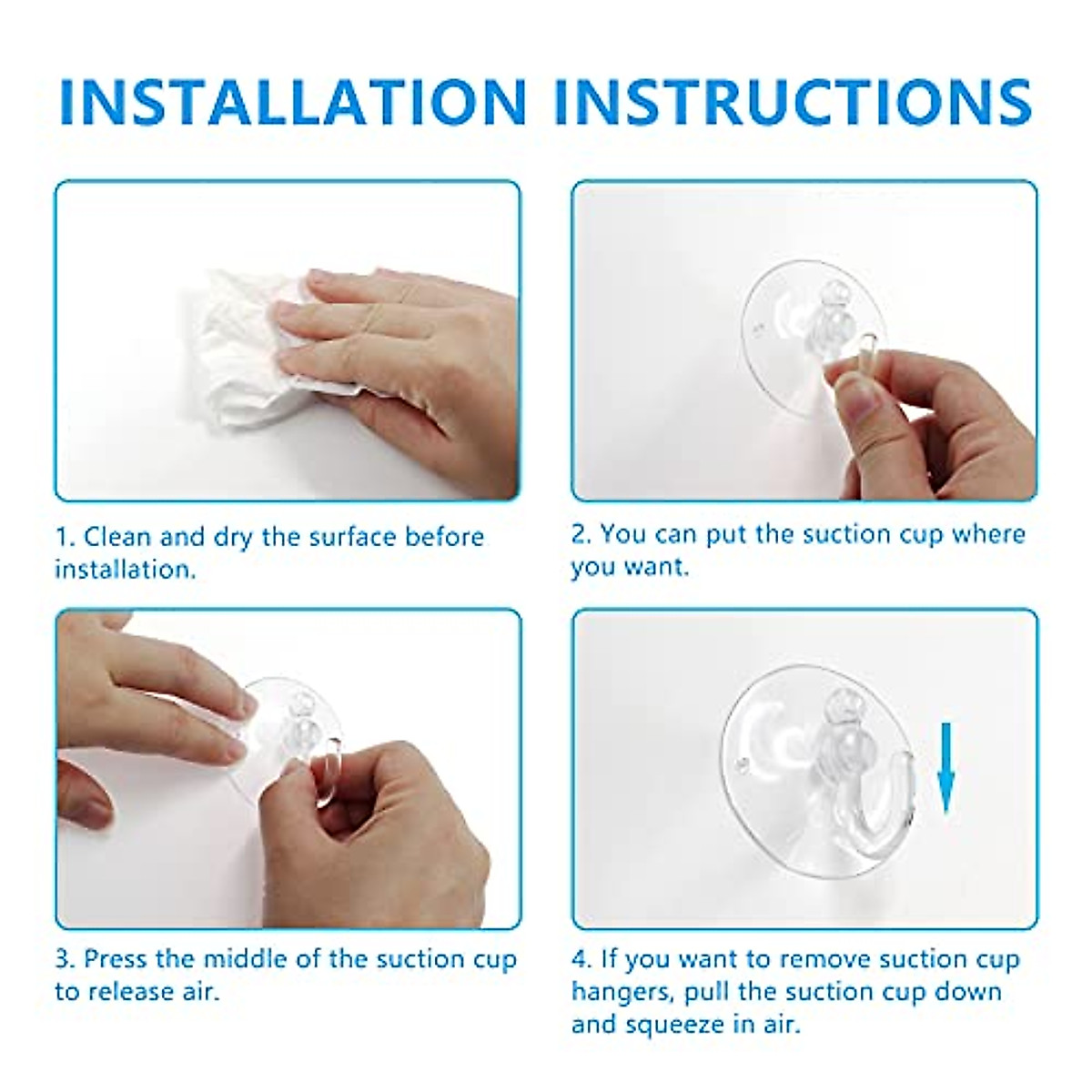 Piutouyar 20Pcs Clear Suction Cup Hooks 30mm Plastic Sucker Pads Transparent Suckers for Window Wall Bathroom Shower Kitchen Hook Hanger