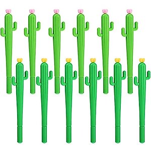 TOODOO 12 Pieces Cactus Rollerball Pens 0.5 mm Black Ink Pens Vibrant Cute Plant Pen for School Home Office (12 Pieces)