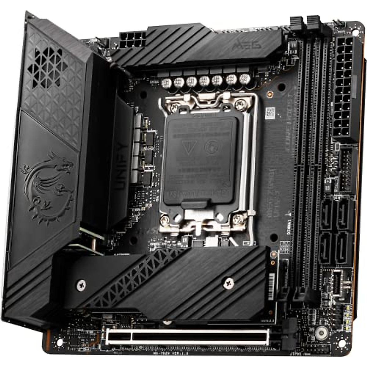 MSI MEG Z690I Unify Gaming Motherboard (Mini ITX, 12th Gen Intel Core, LGA 1700 Socket, DDR5, PCIe 5, 2.5G LAN, M.2 Slots, Wi-Fi 6E)