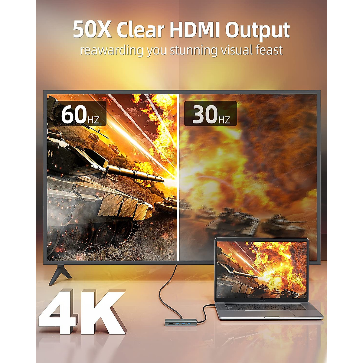 USB C Hub, SANZANG 8 in 1 USB-C Docking Station to HDMI Adapter, 4K@60Hz HDMI, 1Gbps Ethernet,100W Pass-Through Charging, SD/TF Card Slot,5Gbps 3.0 High Speed for MacBook